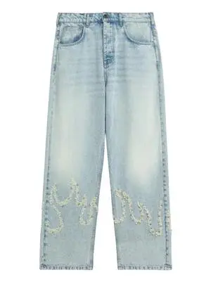 BARROW Embellished Straight-leg Jeans - Green