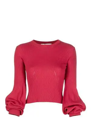 Stella McCartney Ribbed Juliet Sleeve Sweater - Red