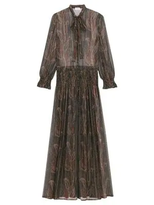 Saint Laurent Long-sleeved Dress With Bow Tie - Multi-color