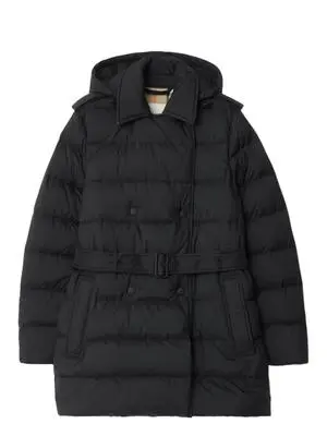 Burberry Burberry Short Hooded Puffer Coat With B-Belt Black
