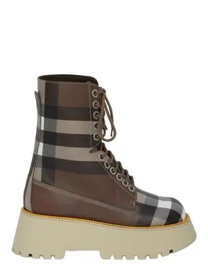 BURBERRY Burberry Checked Lace-Up Combat Boots