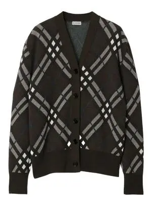 Burberry Checked V-neck Buttoned Cardigan - Snug