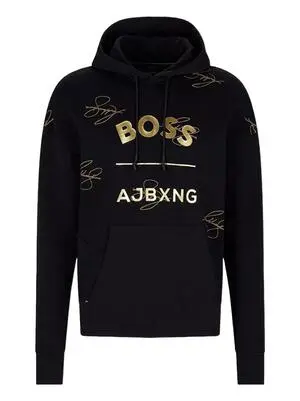 Hugo Boss Logo Print Hoodie - Black