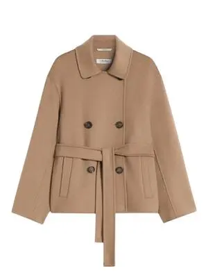 Max Mara Long Sleeved Double Breasted Short Coat - Hazelnut Brown