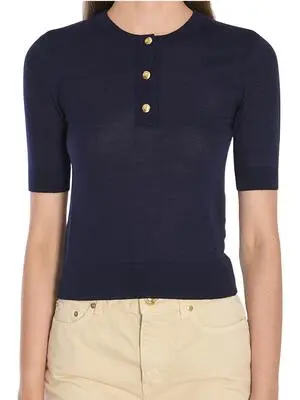 Celine Crew Neck Sweater In Fine Wool - Navy Blue
