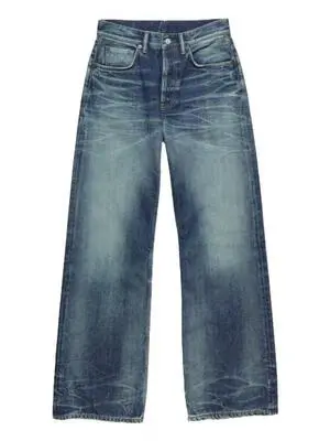 Acne Studios Logo Patch Straight Leg Jeans - Medium Blue