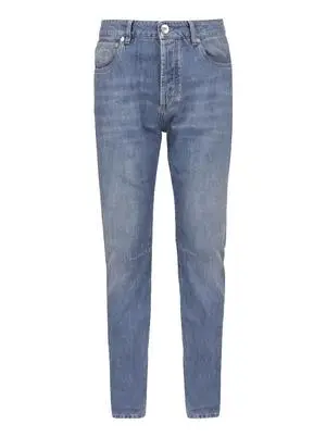 Brunello Cucinelli Stone Washed Straight Leg Jeans - Blue