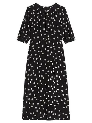 Max Mara Demetra Polka Dot Printed Dress - Black