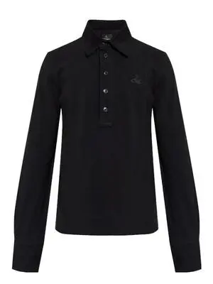 VIVIENNE WESTWOOD Orb Embroidered Polo Shirt - Black