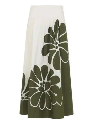 FARM RIO Farm Rio Floral Print Midi Skirt