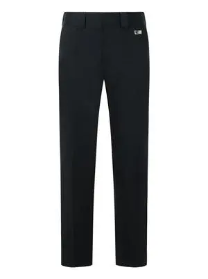 Dolce & Gabbana Logo Plaque Pressed Crease Trousers - Black