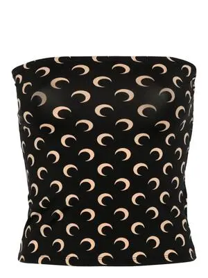 MARINE SERRE All-over Moon Printed Tube Top - Black