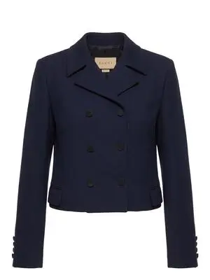 Gucci Cropped Double-breasted Jacket - Blue