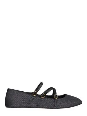 Celine Les Ballerines Criss-cross Babies Ballerina In Lurex Fabric - Black