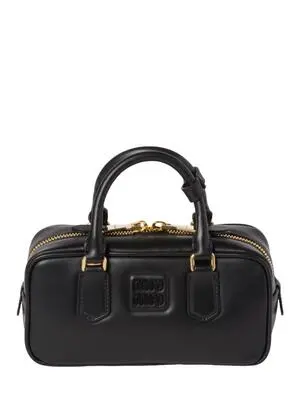 Miu Miu Arcadie Leather Bag With Top Handle And Adjustable Shoulder Strap - Black