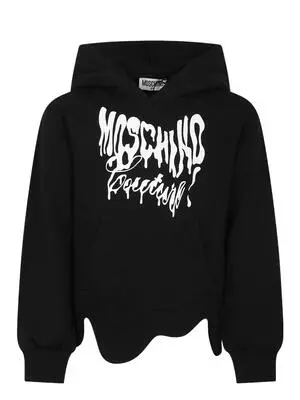 Moschino Long Sleeve Printed Hooded Sweater - Black
