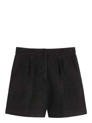 Max Mara Avena Textured Shorts With Buckle Detail - Black
