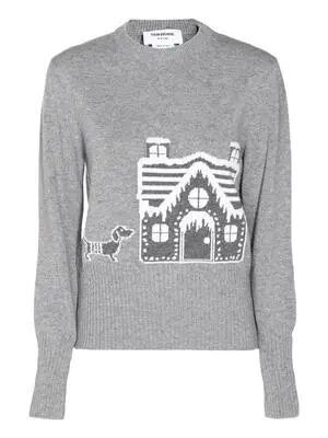 THOM BROWNE Thom Browne Classic Crewneck Jumper With Holiday Scenery