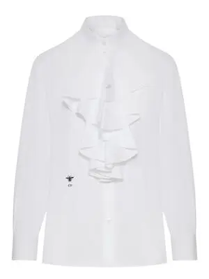 Dior Dior Ruffled Neckline Blouse With Embroidered Bee And CD Signature No