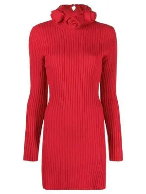Blumarine High-neck Wool Mini Dress - Red