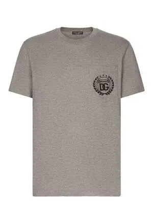 Dolce & Gabbana Dolce Gabbana Logo Embroidered Crewneck T-shirt - Gray