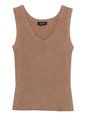 Fabiana Filippi Sleeveless Lurex Knit Top With Sequin Details - Brown