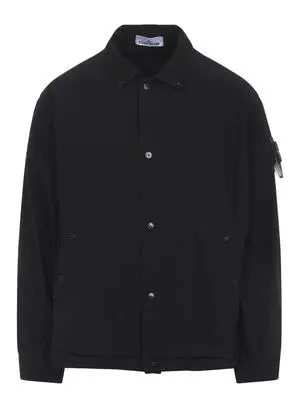 Stone Island Logo Patch Buttoned Jacket - Black
