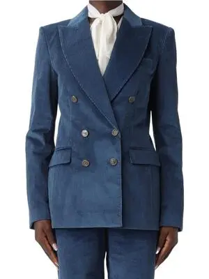 Etro Double-breasted Corduroy Blazer - Blue