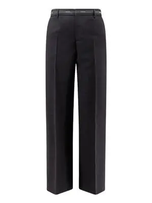 Gucci Logo Waistband Straight Leg Trousers - Black