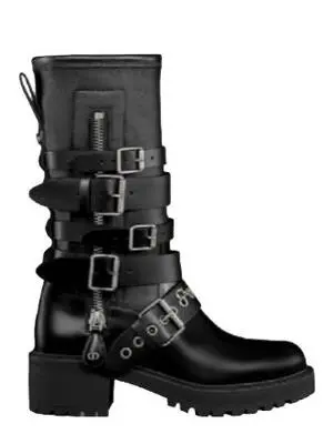 Dior Buckled Zip Boots - Black