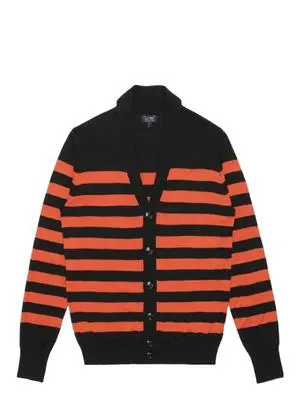 Emporio Armani Striped Knitted Cardigan - Black