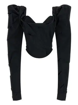 VIVIENNE WESTWOOD Vivienne Westwood Black Taffeta Corset Top With Puff Sleeves