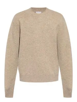 Bottega Veneta Crewneck Knitted Jumper With Elbow Patches - Nude