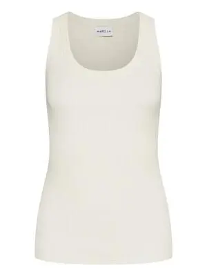 Marella Rib-knit Viscose Sleeveless Top - Cream