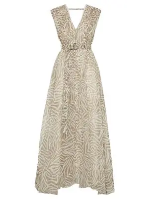 BRUNELLO CUCINELLI Brunello Cucinelli Sleeveless Printed Silk Maxi Dress