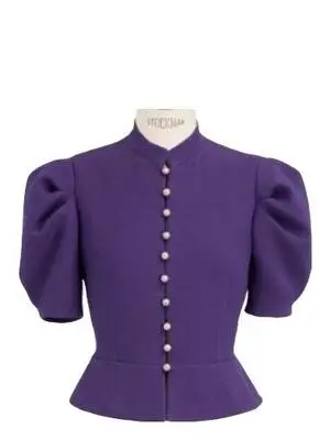 Dior Fitted Short-sleeved Jacket With Stand Collar - Purple