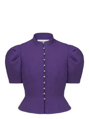 Dior Fitted Short-sleeved Jacket With Stand Collar - Purple