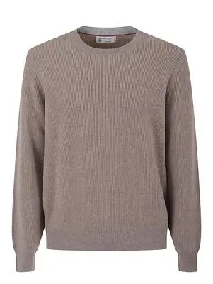 Brunello Cucinelli Ribbed Crew Neck Jumper - Gray