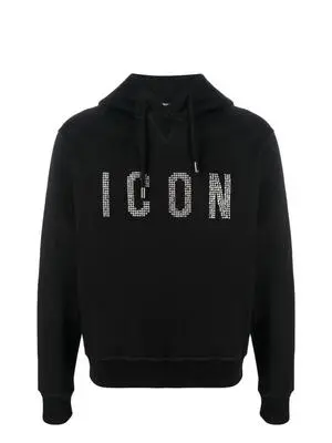 Dsquared2 Icon Embellished Drawstring Hoodie - Black
