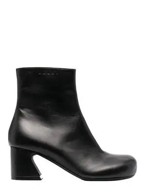 Marni Round Toe Zip-up Ankle Boots - Black