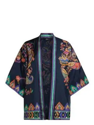 Etro Pattern-printed Open-front Kimono Jacket - Black