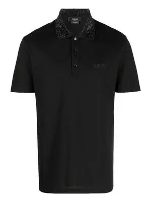 Versace Embellished Short-sleeved Polo Shirt - Black