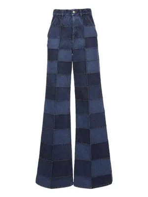Chloé Patchwork Wide-leg Jeans - Blue