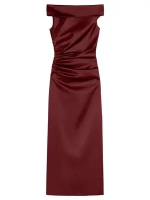 Max Mara Opaco Off-shoulder Maxi Dress - Raspberry Color