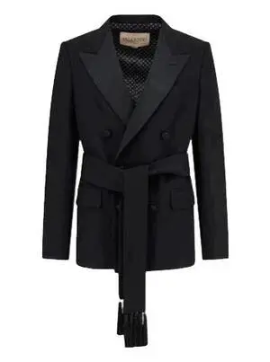 Valentino Garavani Double-breasted Belted Jacket - Black