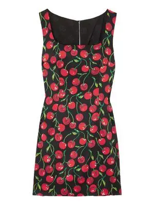 Dolce & Gabbana Cherry Print Sleeveless Mini Dress - Black