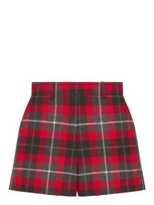 Dior Checked Wool Shorts - Red