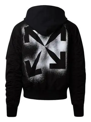 Off-White Stencil Arrows-motif Hooded Bomber Jacket - Black