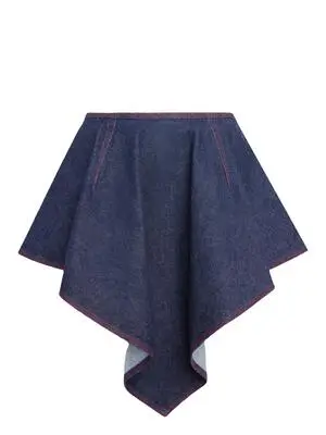 Alaïa Asymmetrical Denim Skirt With Contrast Stitching - Blue