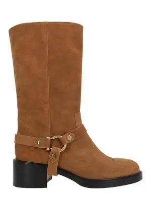 Chloé Round Toe Ankle Boots With Detachable Harness - Light Brown